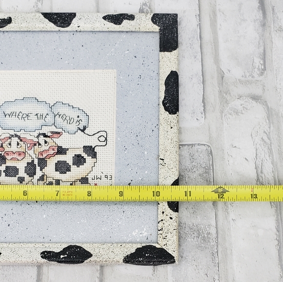 Wall Decor | Vintage Cow Print Framed Completed Cross Stitch Cows A ...